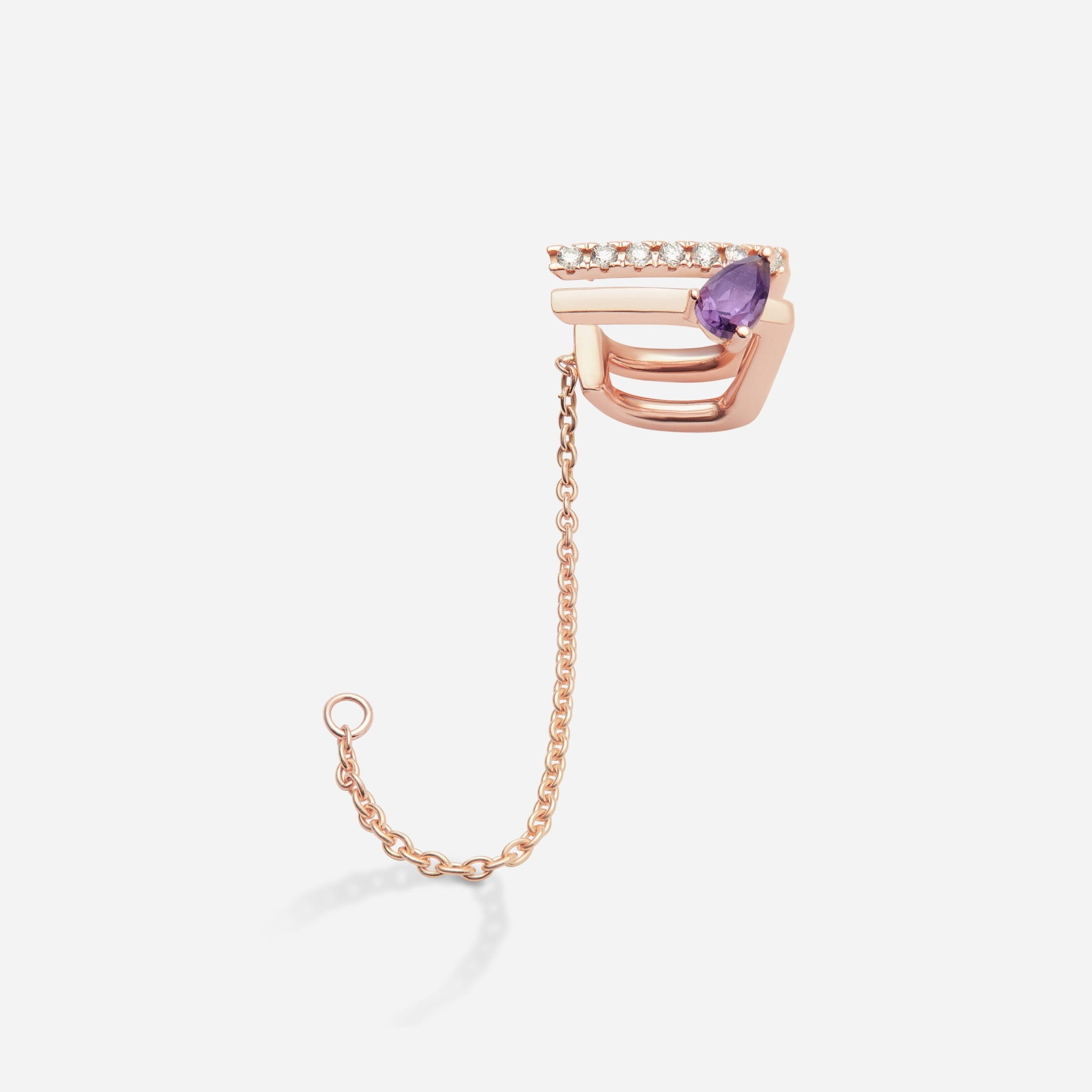 Ear Cuff HÉRITÉ Double Amethyst - Gold And Roses